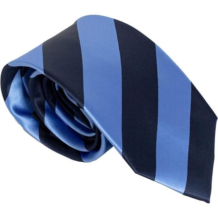 Cravate Homme Élégante - TRAHOO - Modèle - Cravate Rayée Bleu Clair Et ...