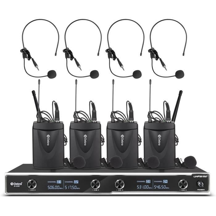 D-440 Uhf Casque Cravate Sans Fil 4 Canaux Avec 4 Micros Sans Fil ...