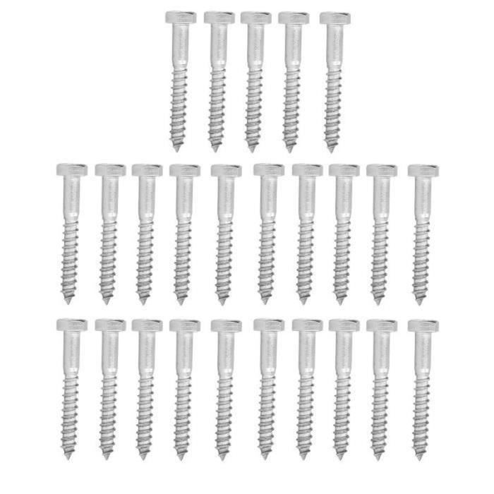 EJlife vis à tête autotaraudeuse en bois Vis à tête hexagonale en bois à demi-filetage en acier ...