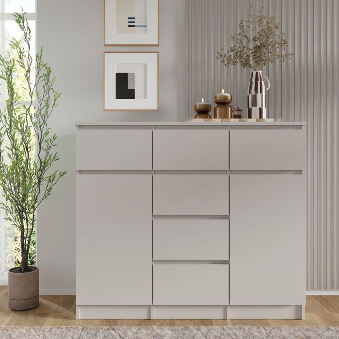 Commode MAJA 2D6S 120 cm cachemire – 6 tiroirs, 2 compartiments ...