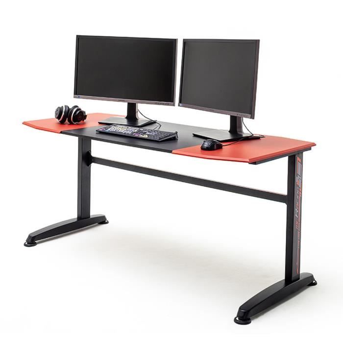 Table de Bureau Gamer, Table de Jeu Coloris Noir, Rouge - Longueur 160 ...