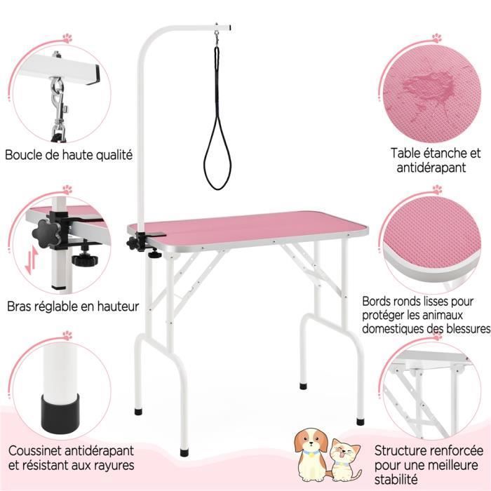 Table de Toilettage Pliante pour Chien Chiot - Yaheetech - avec Sangle ...