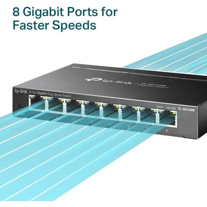 TL-SG108E Switch Ethernet 8 Ports Gigabit Hub RJ45, Switch Manageable ...