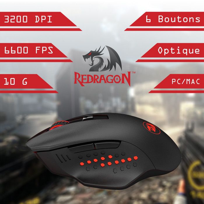 Souris Gamer Redragon GAINER (M610) 6 boutons, 3200 DPI, optique ...