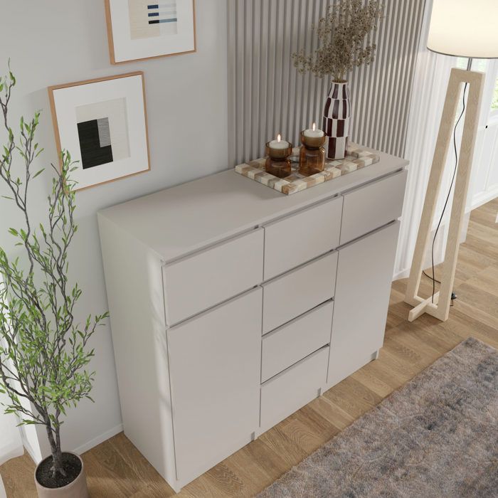 Commode MAJA 2D6S 120 cm cachemire – 6 tiroirs, 2 compartiments ...