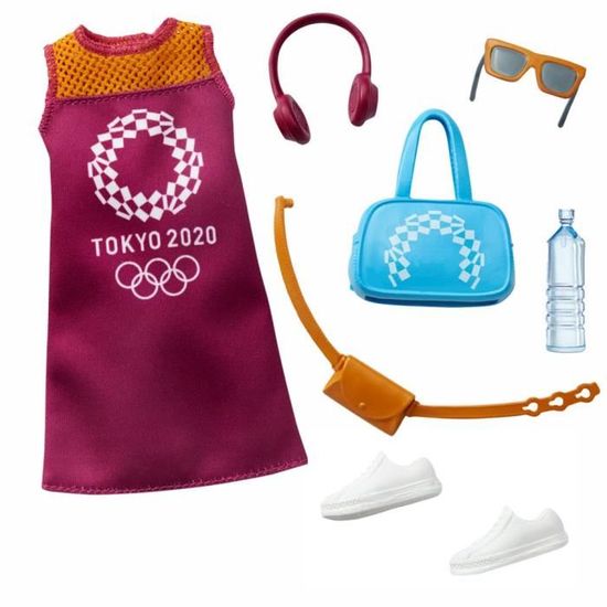 Robe de Sport Tokyo 2020 - Barbie - Mattel GJG33 - Vêtements de Poupée - Jeux Olympiques - Blanc ...