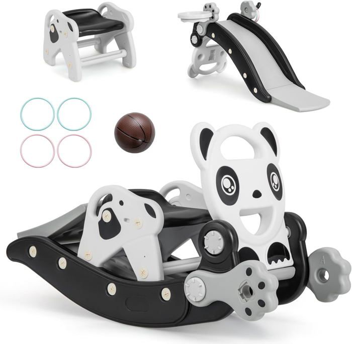 GOPLUS 5 en 1 Toboggan Enfants avec Jeu de Basket et Ballon, Jeu de ... GOPLUS 5 en 1 Toboggan Enfants avec Jeu de Basket et Ballon, Jeu de ...