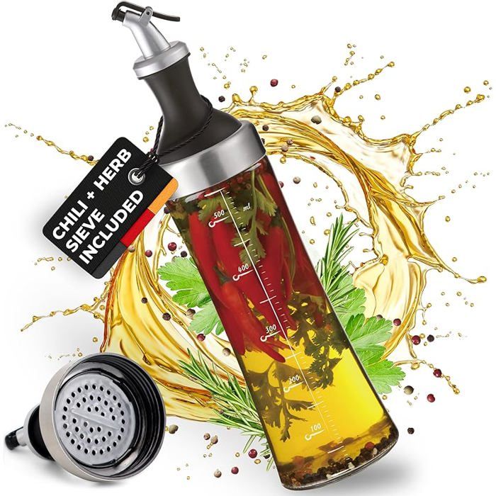 Bouteille huile en verre avec passoire - 570 ml distributeur ...