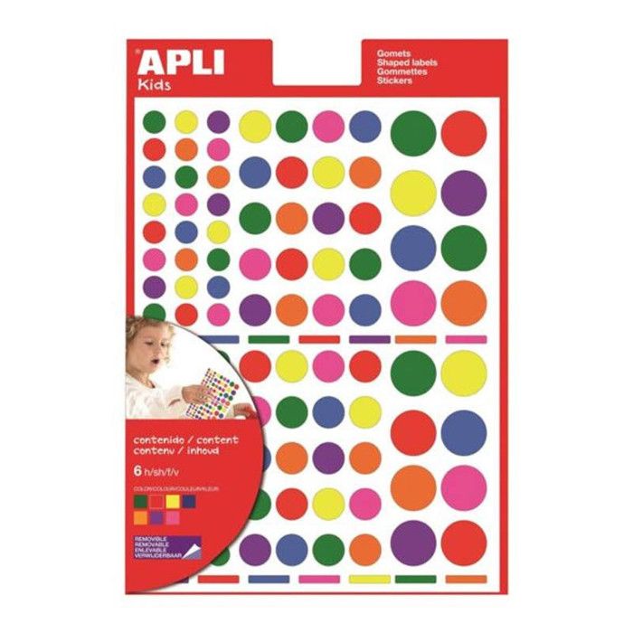 Pochette de gommettes - APLI - 624 - 6 feuilles - Adhésif enlevable ...
