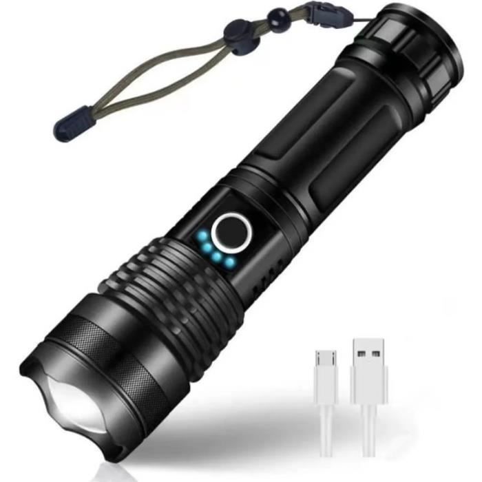 Lampe Torche - LED - Ultra Puissante - 4300 Lumens - Rechargeable USB ...