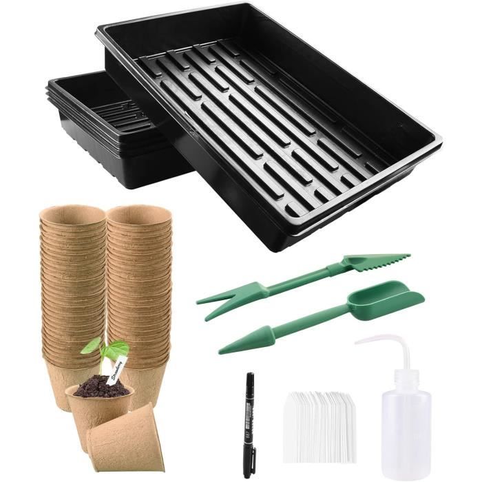 Pot Semis Fibres Biodégradables Avec Culture Plateau, 8 Cm Lot De 60 ...