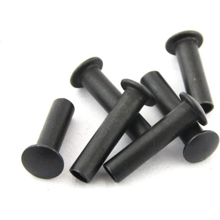 Lot de 20 rivets à tête bombée en acier au carbone noir avec tige demi ...