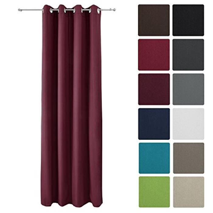Beautissu Rideau Thermique 140x245cm - Rouge vin - uni opaque a oeillet ...