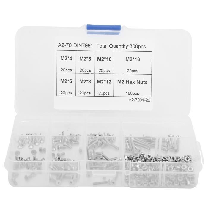 SAL Jeu de vis et écrous Kit d'assortiment en acier inoxydable à tête fraisée à tête fraisée ...