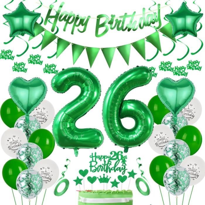 Decoration Anniversaire 26 Homme Vert Anniversaire Décorations 26 Ans ...