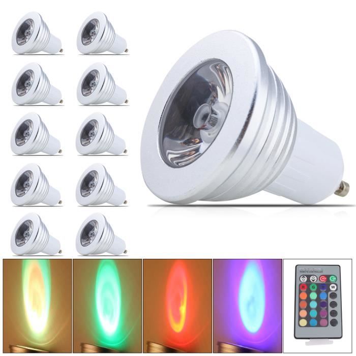10x Elinkume Ampoules Led Gu10 3w Couleur Rgb Ampoules Avec