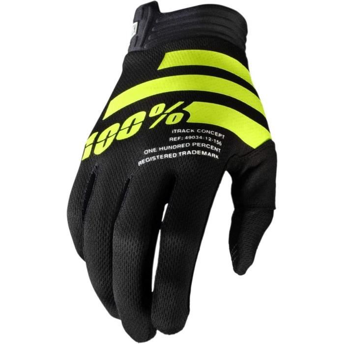 Gant Itrack 100% glove noir-jaune - Officiel Motocross - Cdiscount Auto