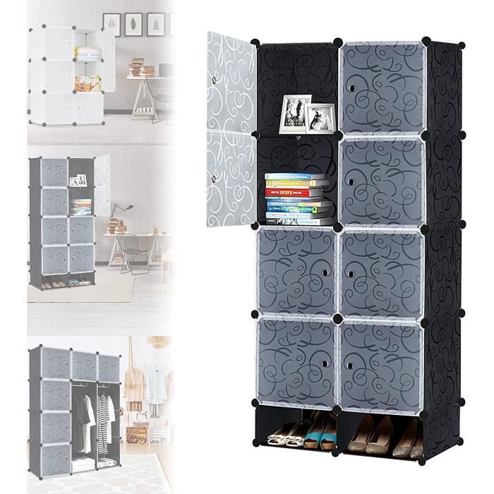 LARS360 Penderie 8 Cubes Portable Étagère de Rangement, avec Placard à ...