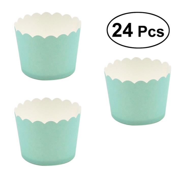 24 Pcs Solides Couleurs Vives Emballages De Cupcake Rond Épaissir ...