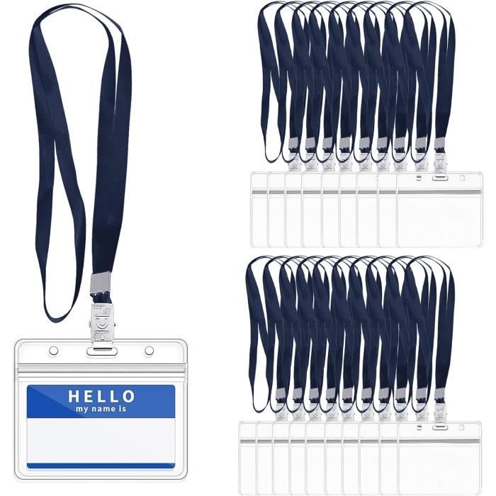 Lot De 20 Porte-Badges En Plastique Transparent Avec 20 Cordons ...