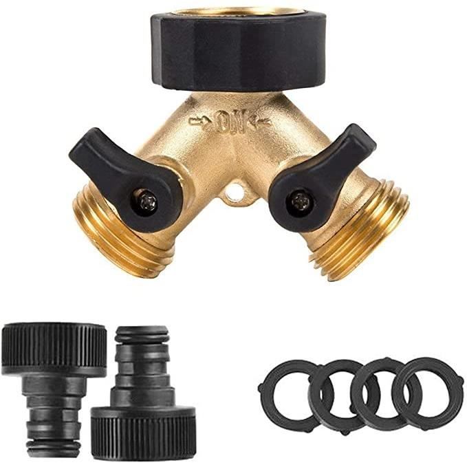 2 Voies Robinet Laiton Distributeur de Jardin, Splitter de Tuyaux D ...