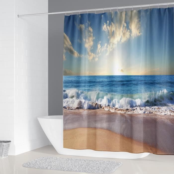 A Shower Curtain -Ensemble de rideaux de douche, plage ensoleillée ...