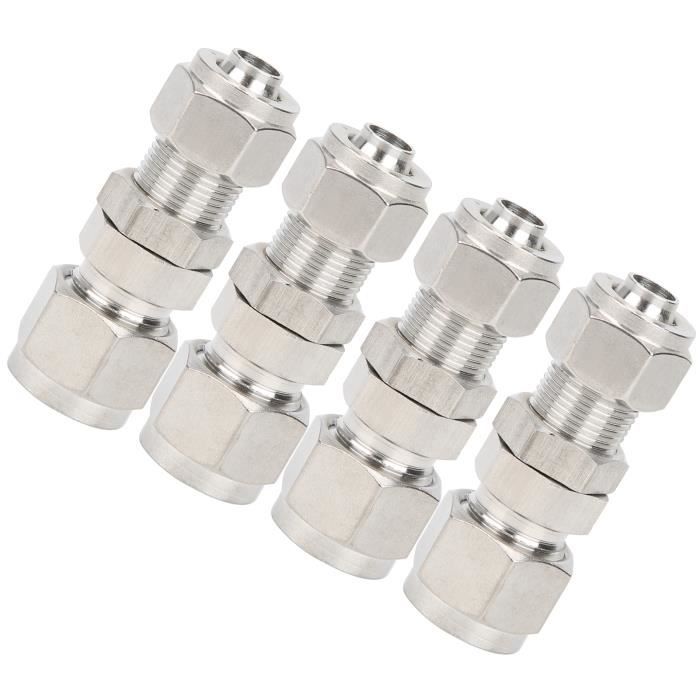 Zerone Raccord à deux touches Raccord de compression à virole 4 pièces Connecteur de cloison ...