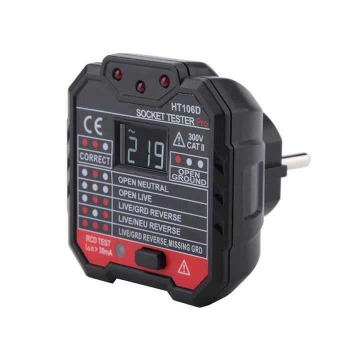 Testeur de prise électrique Outil de vérification de défaut de secteur ...