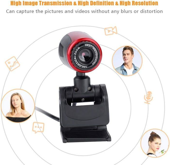 Caméra Web USB 2.0 HD, caméra USB rotative à 360 ° avec Microphone ...