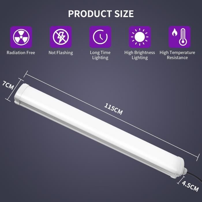 4 Paquets Tube Neon Led 90 Cm,Étanche Ip65 Reglette Led 30W 3600Lm ...