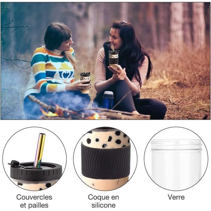 SKJJL Verre Bubble Tea, Lot de 2 Verre Bubble Tea avec Paille et ...