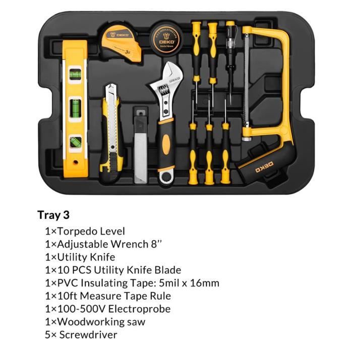 Boîte à Outils - DEKO - KIT 255PCS - Chrome-Vanadium - Résistance ...