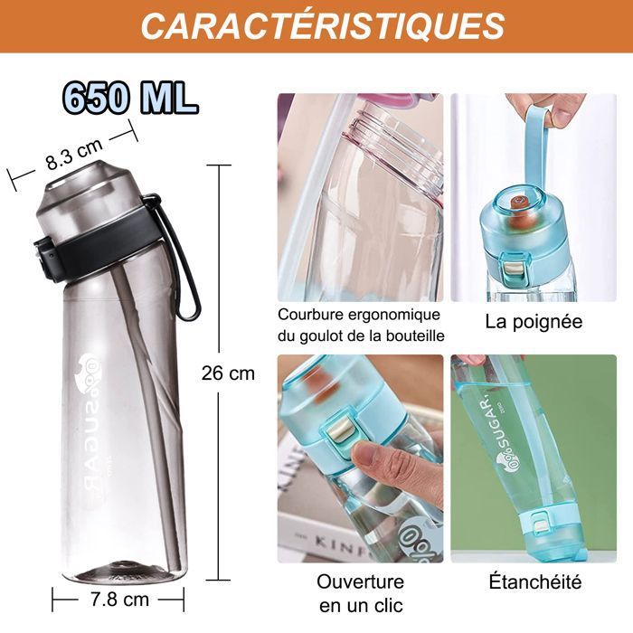 Air Gourde Bouteille d'eau 650ML parfumée up fruits - Sans BPA - avec 7 ...