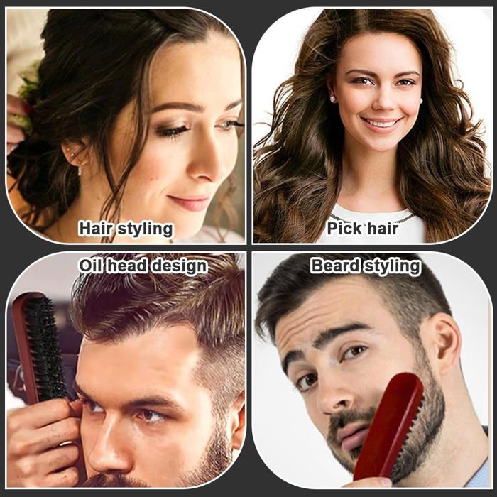 Brosse en Poil de Sanglier 2 Pièces Salon, Teasing Brosse Cheveux Barbe ...