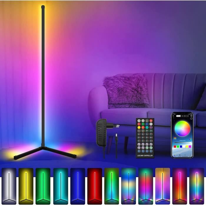 Lampadaire LED à Gradation, RGB LED Lampe D'angle avec Télécommande et ...