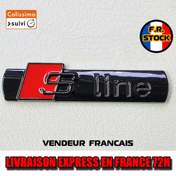 Sticker 3D Logo AUDI sline Sticker 3D Logo Autocollant noir BRILLANT ...