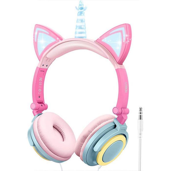 Sharphy Casque Pour Enfants Écouteur Enfant Pliable Licorne Haute ...