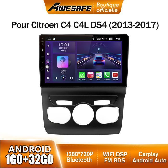 AWESAFE Autoradio Android 13 pour Citroen C4 C4L DS4 (2013-2017) avec 1Go+32Go 10''écran Tactile ...