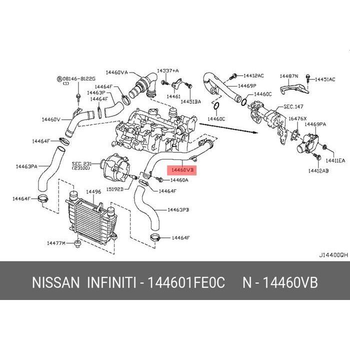 Durite Turbo Intercooler Nissan Cube Juke NV200 1.5 DCI 144601FE0C ...