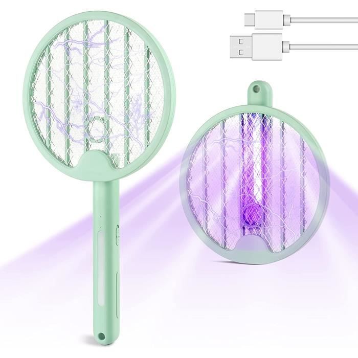 Raquette Anti Moustique Electrique, 3000V USB Rechargeable Tapette à Mouches Electrique ...