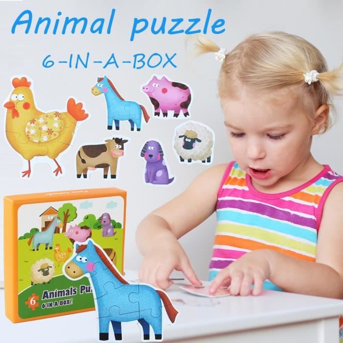 CASSE-TETE 6-In-Box Puzzles Animal Puzzles en bois Bambin Enfants ...