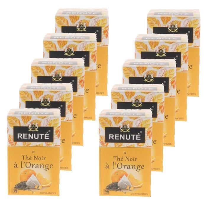Renuté - Lot 10x Thé noir à l'orange orange - 20 sachets - Boîte 32g ...
