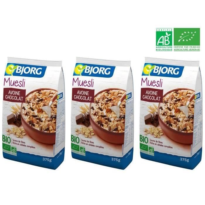 [LOT DE 3] Muesli avoine chcolat bio 375 g Bjorg - Cdiscount Au quotidien