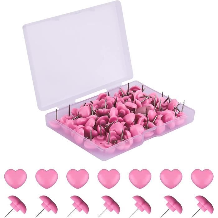 100 Pcs Punaises, 12Mm Punaises En Plastique Punaise Rose Avec Pointe ...