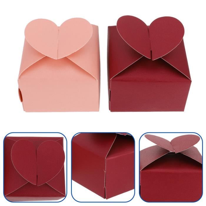 50pcs Wedding Heart Square Box Candy Boîtes Cadeau Cadeau Boîte d ...