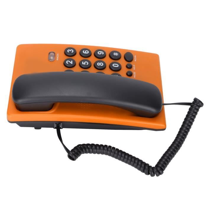 GOTOTOP Téléphone filaire de bureau Téléphone filaire KX‑T504 Téléphone fixe filaire avec ...
