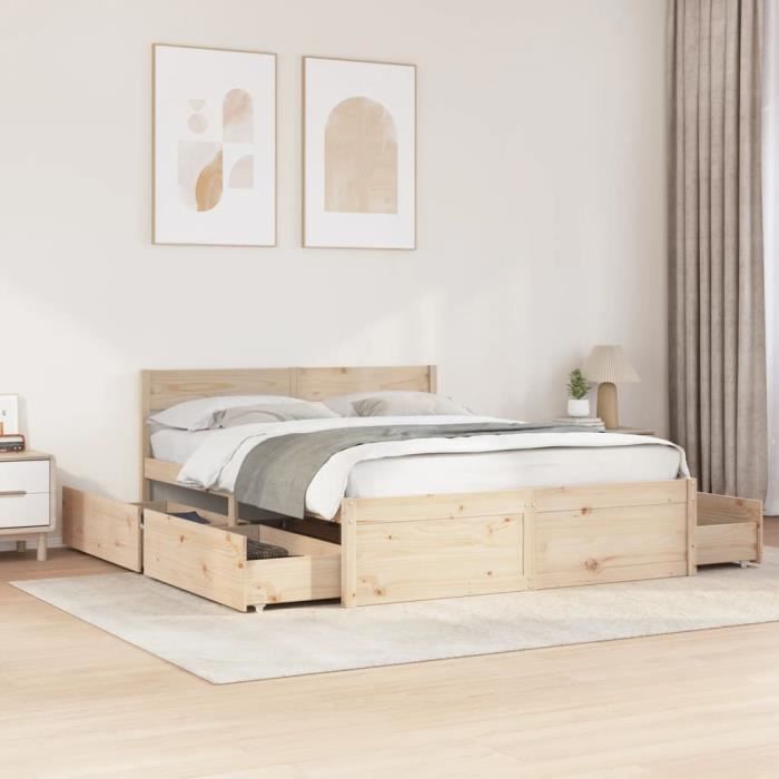 Cadre de lit - KEEN SO - AF1642 - Bois massif de pin - 160x200 cm ...