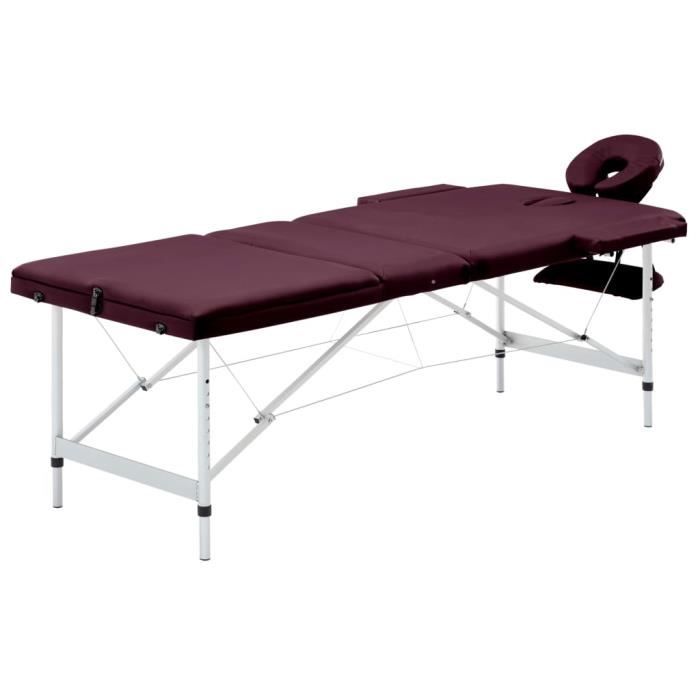 Kimiss Table De Massage Pliable 3 Zones Aluminium Violet Cdiscount