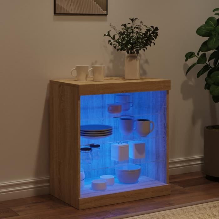 Mothinessto-Buffet avec lumières LED chêne sonoma 60,5x37x67 cm-DS3858 ... Mothinessto-Buffet avec lumières LED chêne sonoma 60,5x37x67 cm-DS3858 ...