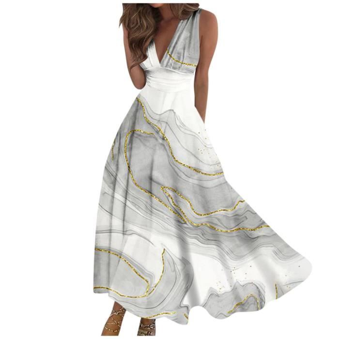 Robe Longue Femme Floral - Chamois - Robe Portefeuille - Plage Soirée ...
